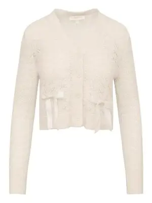 LoveShackFancy Lilly Cropped Knit Cardigan - Frosted Candy