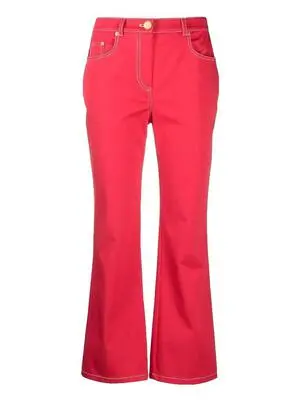Moschino Boutique Fla Cropped Jeans - Red