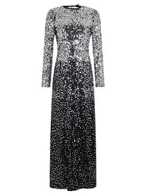 Rabanne Sequin Embellished Long Sleeve Maxi Dress - Black