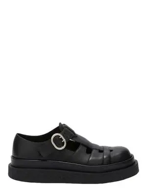 JIL SANDER Flat Sandals With Buckled Straps - Black