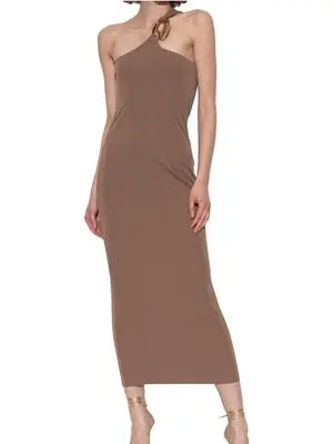 Cult Gaia Asymmetrical One-shoulder Midi Dress - Brown
