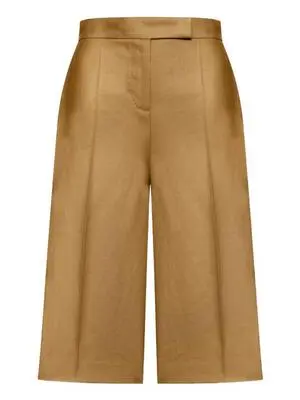 Max Mara Wide Leg Pleated Shorts - Brown