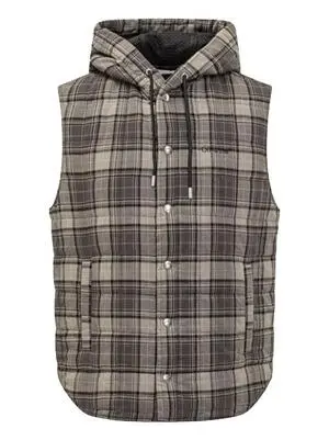 Off-White Checked Padded Gilet - Grey