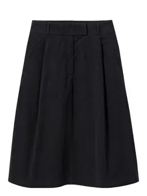 A.p.c. Pleated Cotton Midi Skirt - Black