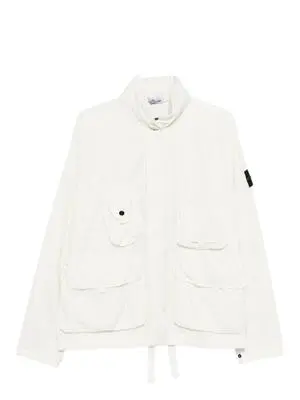 Stone Island Zip Up Jacket With Stand Collar - Ivory