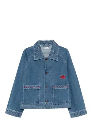 BODE Long-sleeved Denim Jacket With Embroidery - Indigo