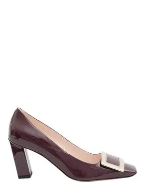 ROGER VIVIER Logo Buckled Block Heel Pumps - Brown