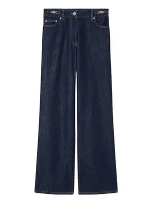 Versace Logo Patch Straight Leg Jeans - Blue