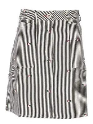 Kenzo Kenzo Striped Denim Midi Skirt With Embroidered Detail No