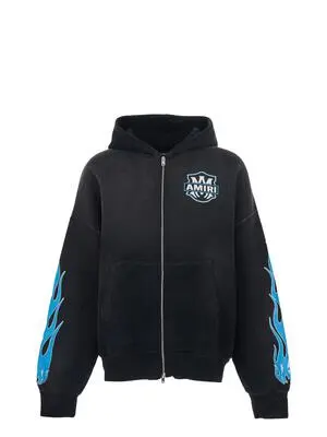Amiri Ma Flames Graphic Zip Hoodie - Black