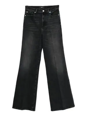 7 For All Mankind Flared High-rise Jeans - Black