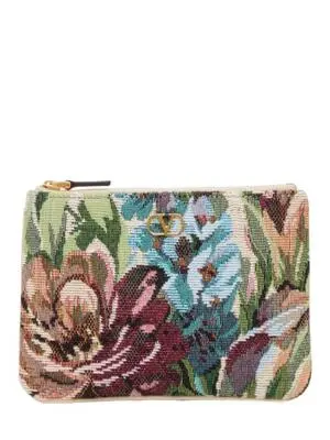 Valentino Garavani Zippered Clutch With Floral Motif - Multicolor