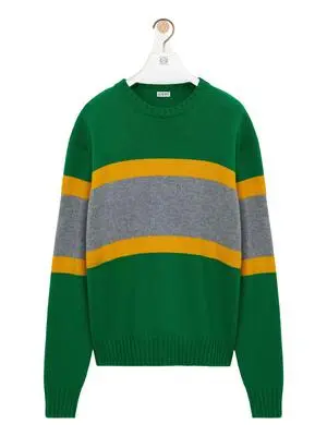 Loewe Wool Sweater With Horizontal Stripes - Green/gray