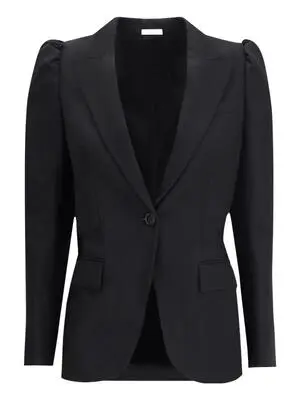 Alexander McQueen T-bar Detailed Single Breasted Blazer - Black