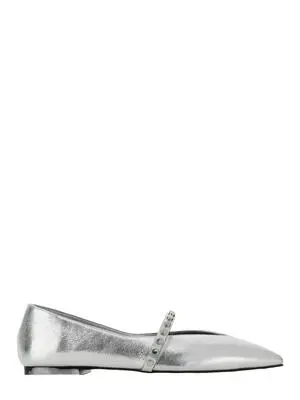 Alexander McQueen Embellished Pointed-toe Ballerinas - Silver