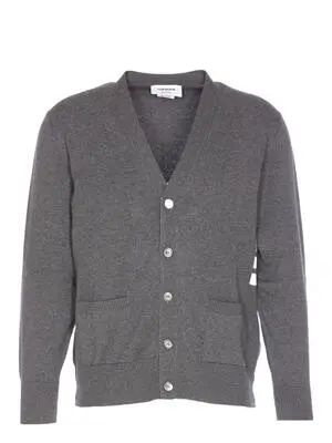 Thom Browne 4-bar V-neck Cardigan - Grey