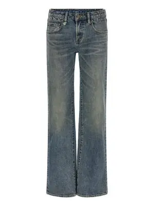 R13 Straight Leg Jeans With Contrast Stitching - Gray