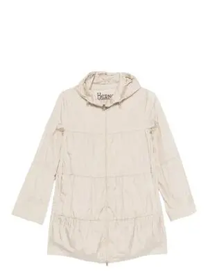 Herno Ruffled Hooded Jacket - White