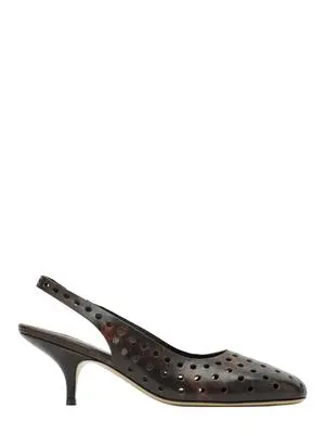 Dries Van Noten Perforated Slingback Kitten Heels - Brown