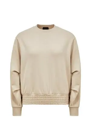Moncler Crewneck Sweatshirt With Logo Embroidery - Sand Beige