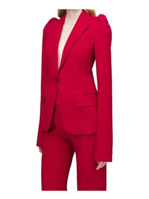 Alexander McQueen Single Breasted Blazer With T-bar Detail - Deep Red