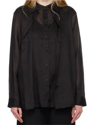 TOTEME Double-collar Long-sleeve Shirt - Black