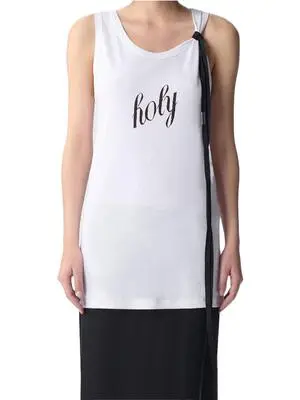 ANN DEMEULEMEESTER Seva Printed Tank Top With Detachable Ribbon - White