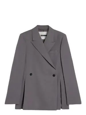 JIL SANDER Gabardine Double Breasted Blazer - Gray