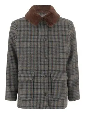 Bonpoint Checked Buttoned Jacket - Black