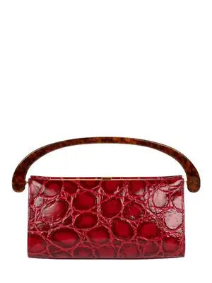 Dries Van Noten Embossed Leather Top Handle Bag With Detachable Strap - Red