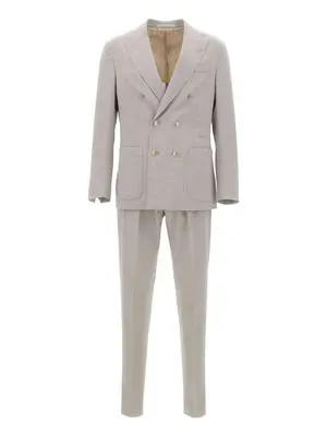 Eleventy Double-breasted Slim-fit Suit - Grey