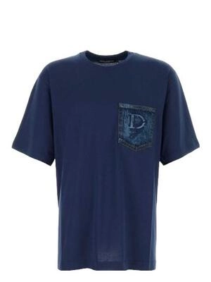 Dolce & Gabbana Dolce  Gabbana Logo Detailed Jersey T-Shirt Blue
