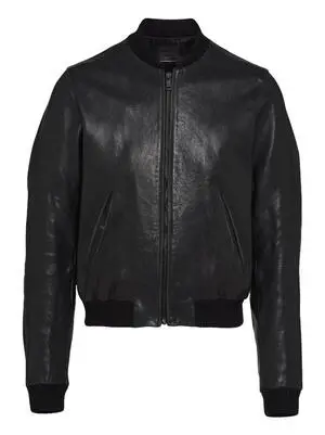 PRADA Prada Long-Sleeved Zipped Leather Bomber Jacket