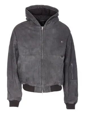 REPRESENT Washed Bomber Hooded Jacket - Black