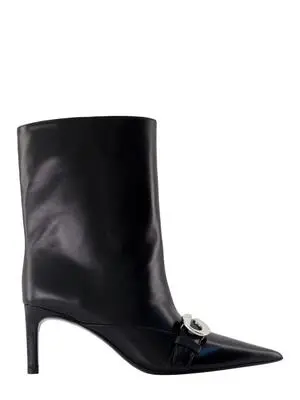 Coperni 75mm Belted Pointed Toe Ankle Boots - Black