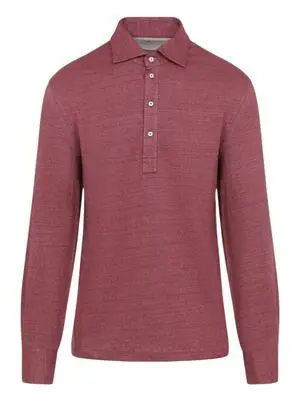 Brunello Cucinelli Long-sleeved Polo Shirt Red