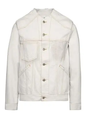 MAISON MARGIELA Collarless Buttoned Denim Jacket - White