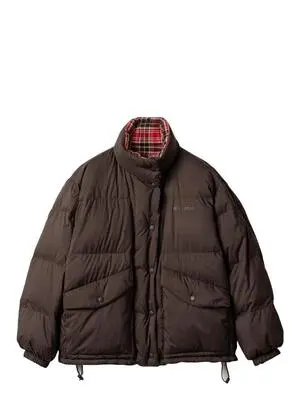 Miu Miu Zip-up Reversible Down Jacket With Stand Collar - Red/ebony