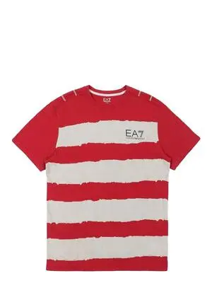 EA7 Logo Printed T-shirt With Round Neck - Red