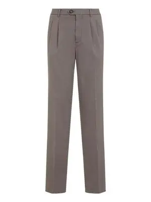 Brunello Cucinelli Brunello Cucinelli Garment-Dyed Comfort Gabardine Leisure Fit Trousers Gray