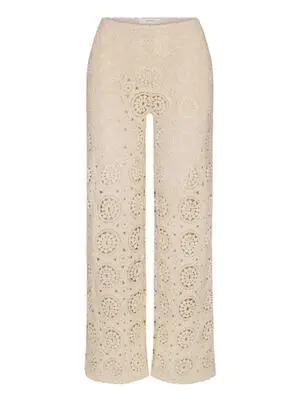 FRAME Crochet Wide-leg Trousers - Nude