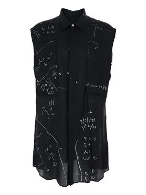 Rick Owens Sleeveless Printed Shirt - Black