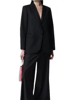 THE FRANKIE SHOP Amelia Wool Blend Tailored Blazer - Black