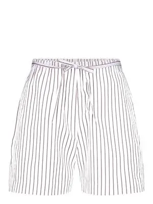 Loulou De Saison Striped Drawstring Shorts - Dark Red Light Blue