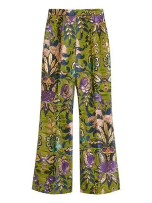 Valentino Garavani All-over Floral Patterned Flared Trousers - Laurel/multicolor