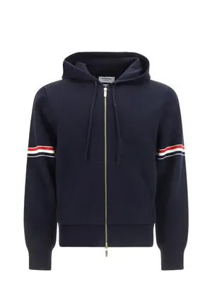 Thom Browne Zip-up Drawstring Hoodie - Navy Blue
