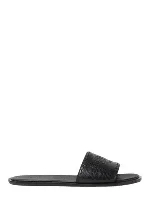 Fendi Roma Logo Embossed Slides - Black