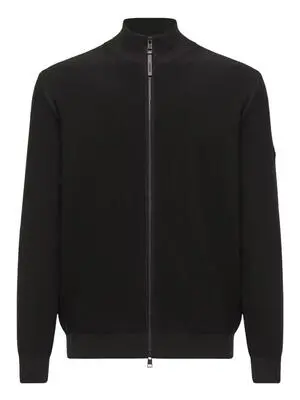 Moncler Zip-up Logo Patch Cardigan - Black
