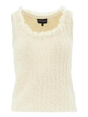 EMPORIO ARMANI Emporio Armani Sleeveless Knitted Top With Frayed Neckline