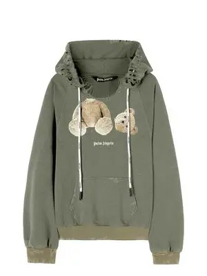 PALM ANGELS Palm Angels Logo Printed Distressed Hoodie